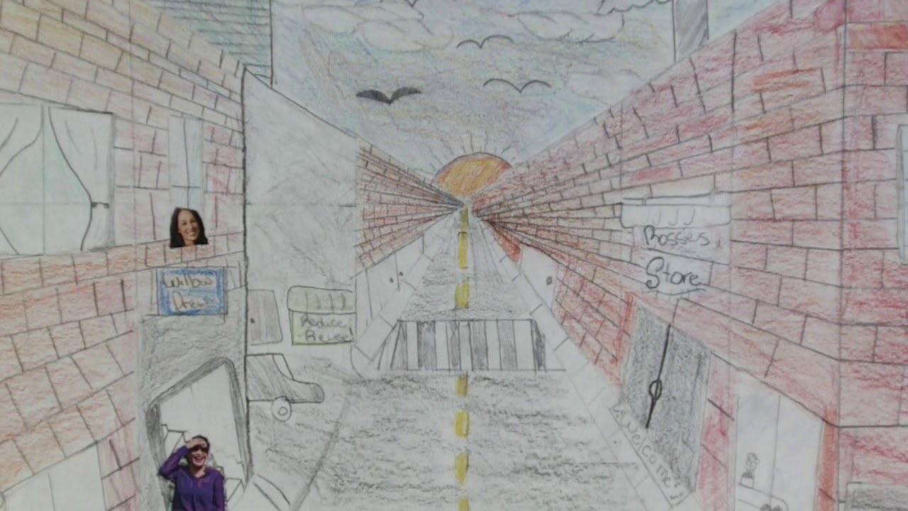 One Point Perspective City Landscape Examples - YouTube