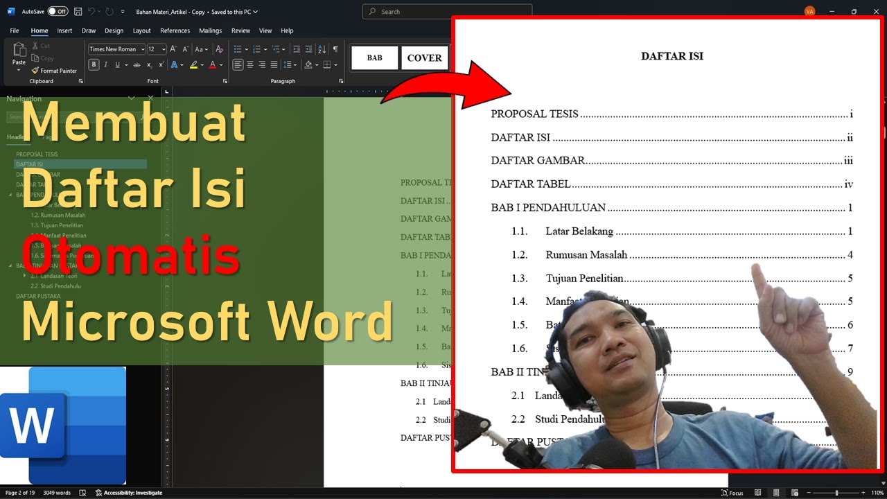 Cara Membuat Daftar Isi di Microsoft Word Secara Otomatis | Tutorial ...