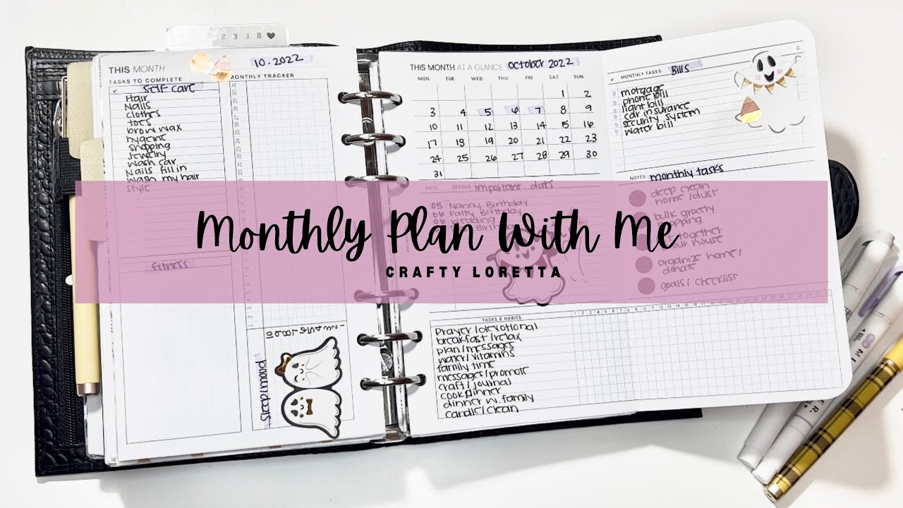 October Monthly Fold-out Plan w. Me | Plan with Bee Inserts - YouTube