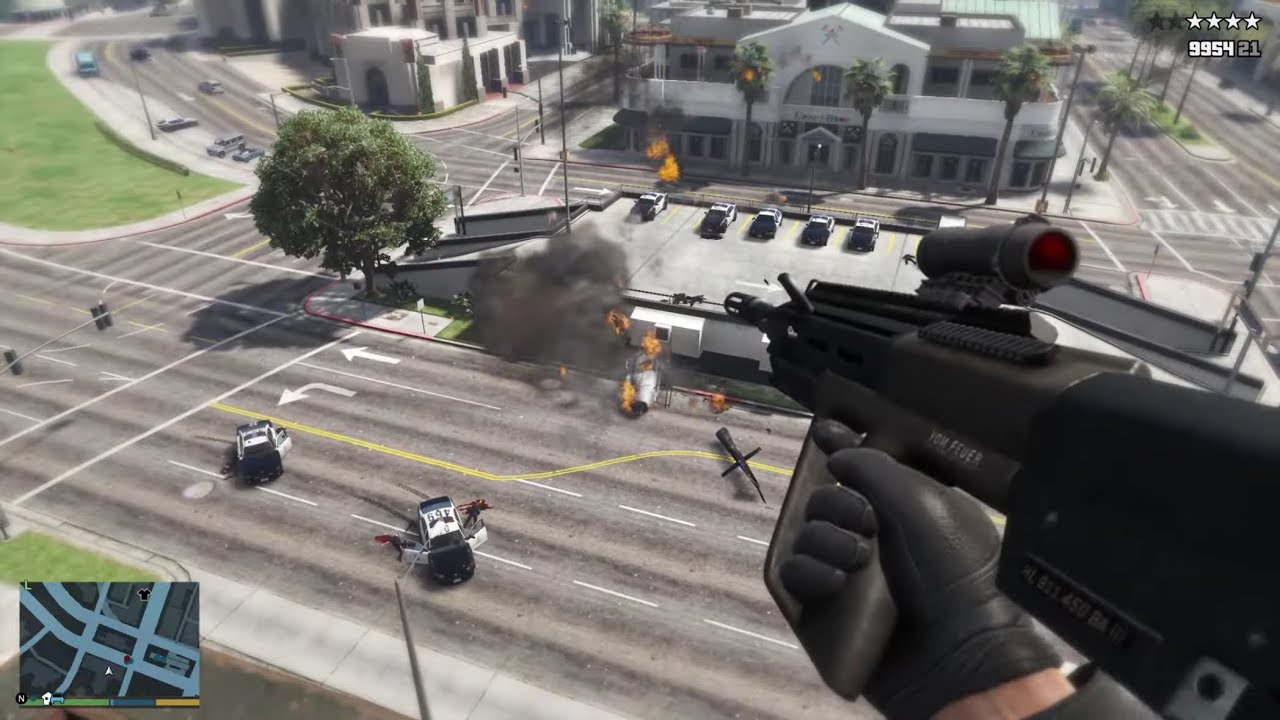 GTA 5 - Michael’s Cop Sniper Rampage + Ten Star Escape - YouTube