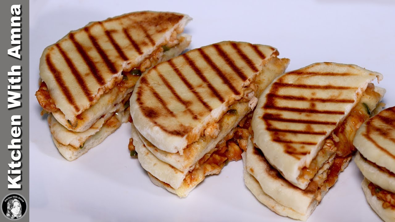 Bbq Chicken Panini Sandwich Recipe Chicken Grilled Sandwich Kitchen With Amna Youtube