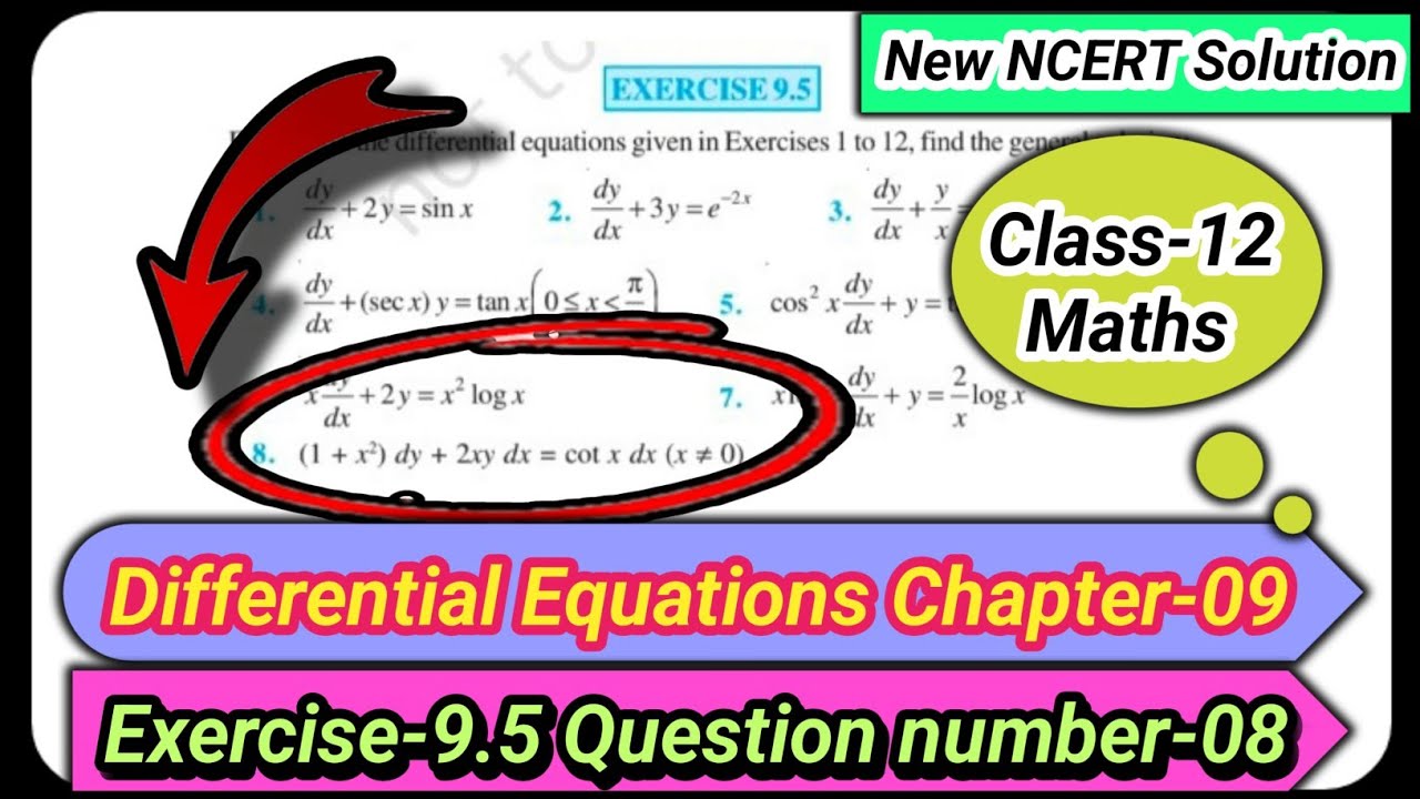 Ncert Class 12 math Differential Equation Exercise -9.5 QN-8 ex 9.5 ...