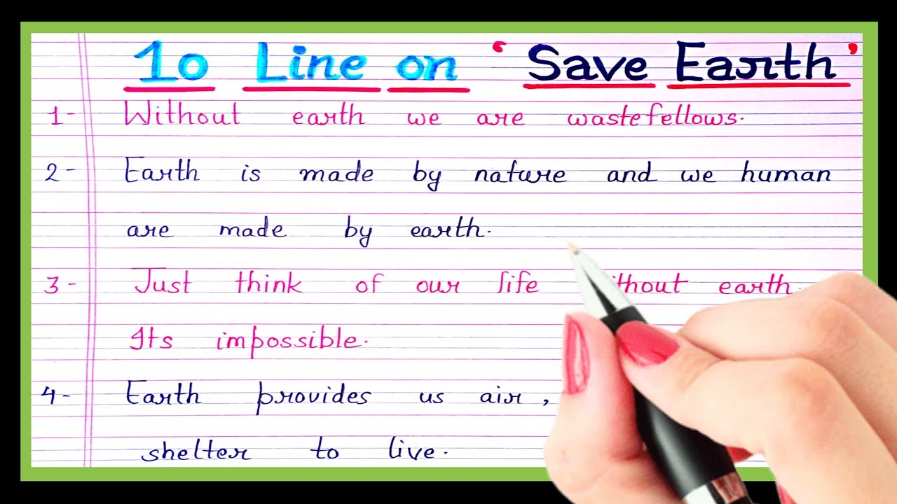 Ten lines on save earth in english | essay on save earth - YouTube