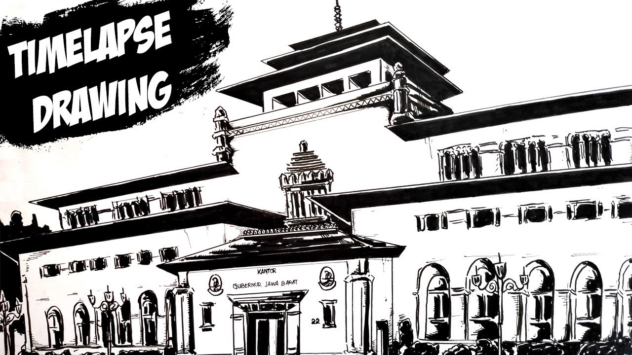 Drawing Gedung Sate - YouTube