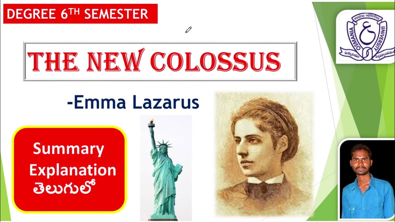 DEGREE 6TH SEM THE NEW COLOSSUS EMMA LAZARAUS SUMMARY EXPLANATION IN ...