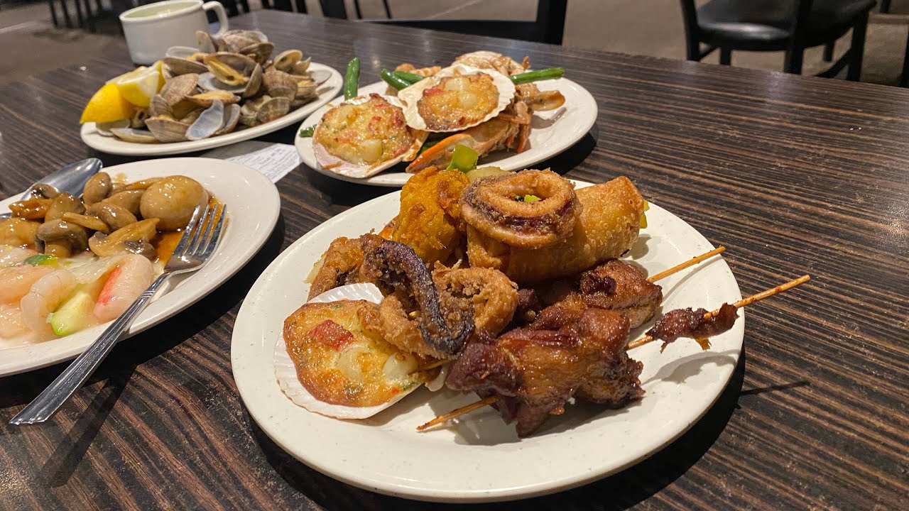Eating sushi Chinese sea food in Chinese buffet new vlog - YouTube
