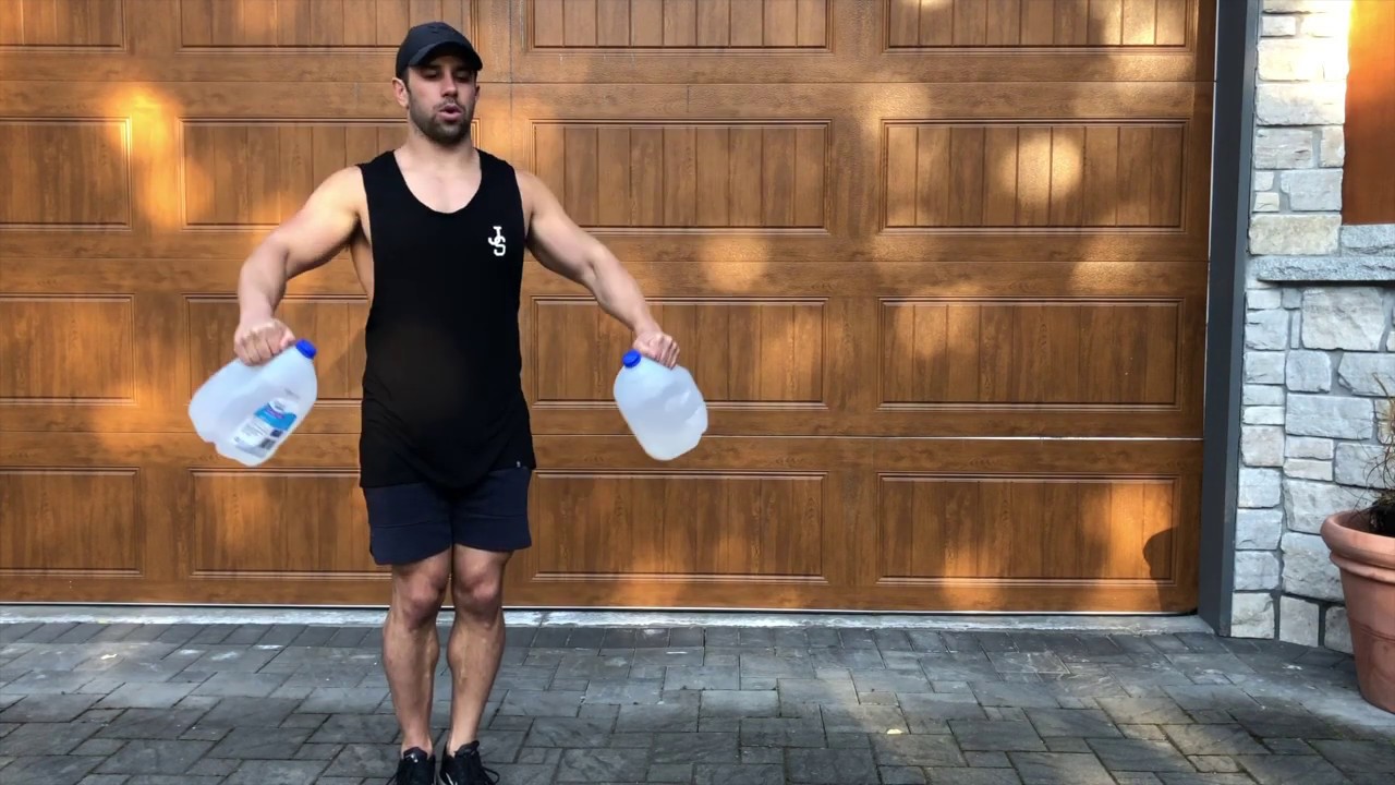 Shoulders - Standing Water Bottle Lateral Raise - YouTube