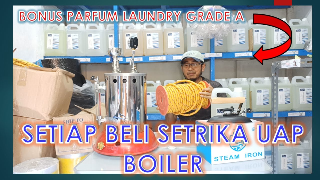 SETRIKA UAP LAUNDRY KILOAN, HARGA SETRIKA UAP BOILER MURAH - YouTube