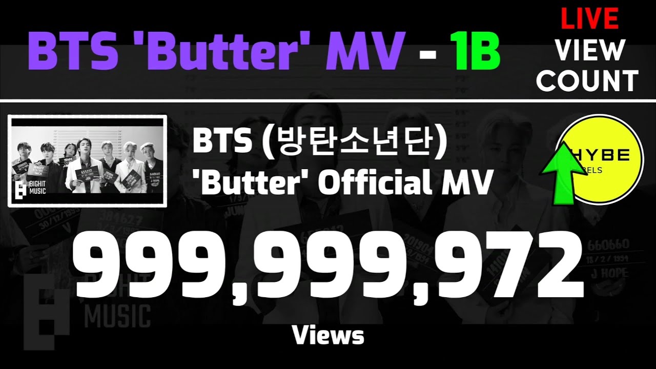 BTS 'Butter' MV 1B - Live View Count - YouTube