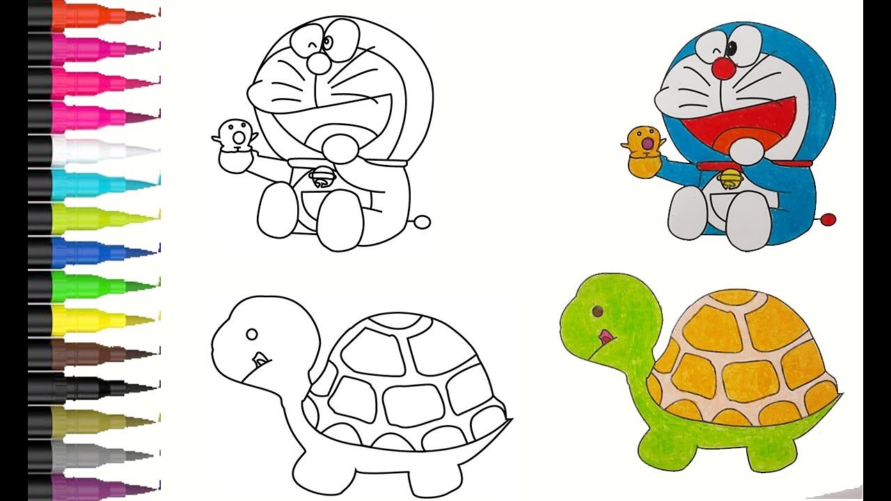Cute Doreamon, turtle coloring and drawing for Kids|coloring pages| Bé ...