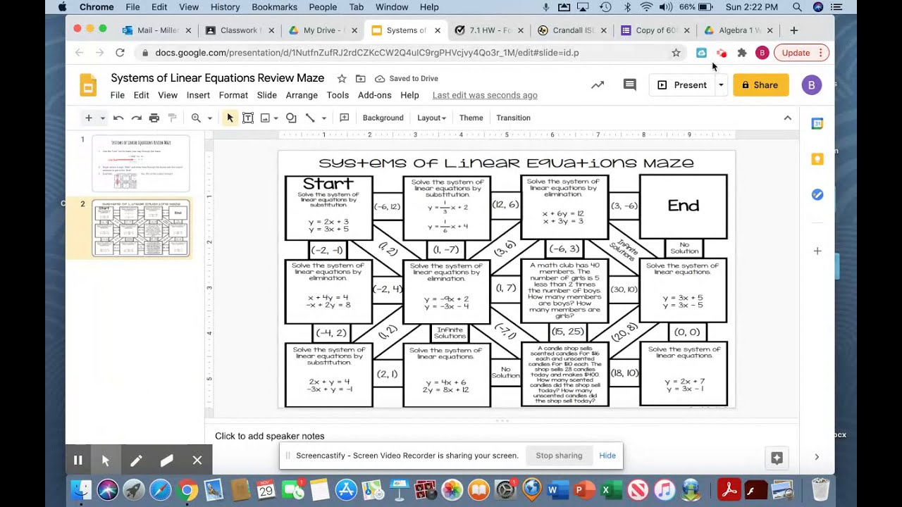 Directions for Systems of Linear Equations Review Maze - YouTube