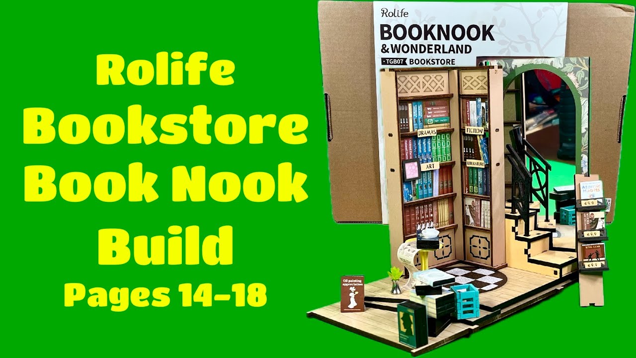 Rolife Bookstore Book Nook Build: Pages 14-18 - YouTube