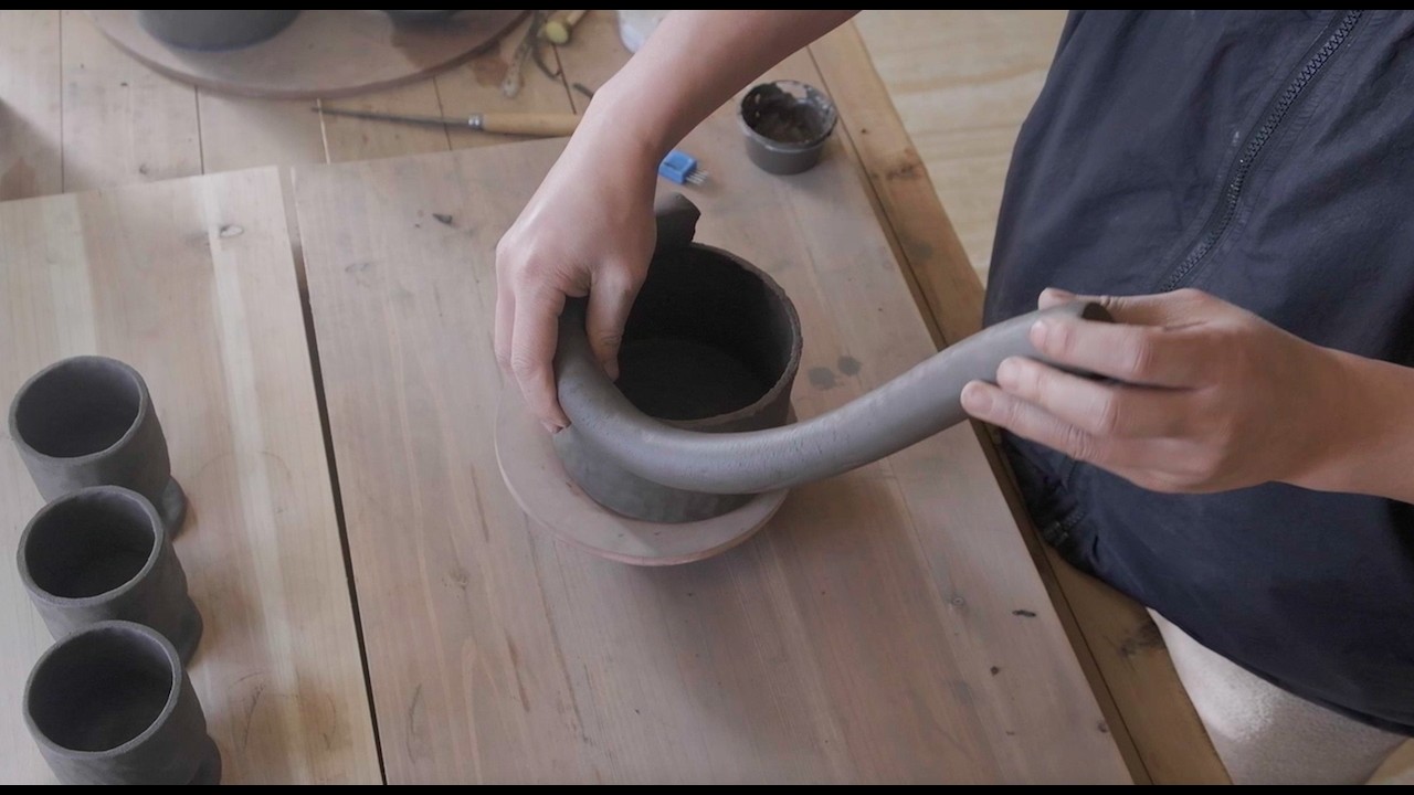 Making pitcher and cups - hand build without pottery wheel - YouTube