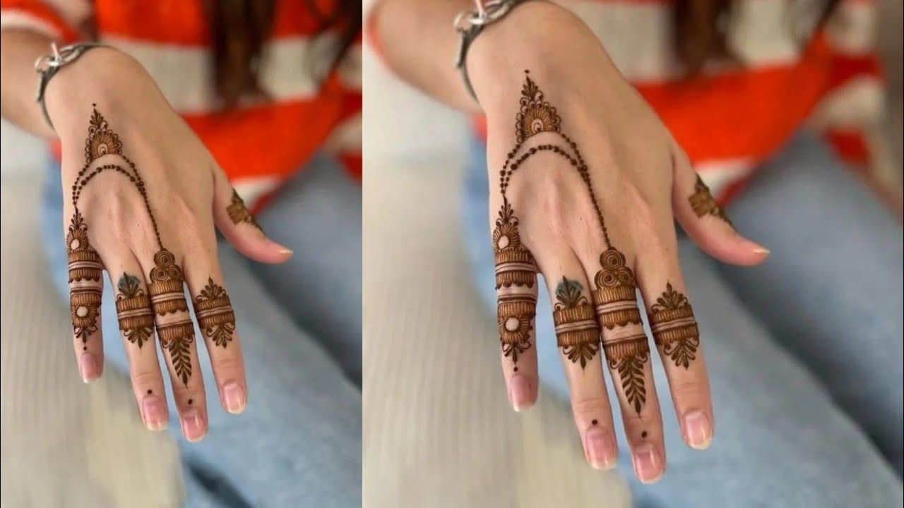 Jwellery back hand stylish mehndi design || Bracelet back hand mehndi ...