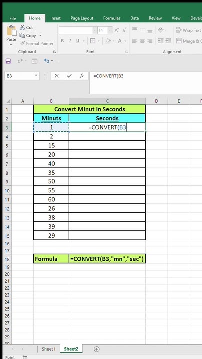Time Convert Minutes To Second Time Convert Shorts Shortvideo Excel Exceltutorial Youtube