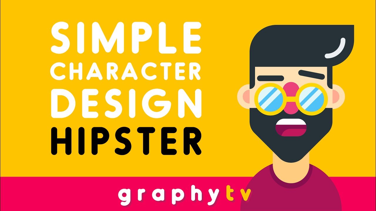 How to Draw a Hipster - Simple Flat Character - Illustrator - YouTube