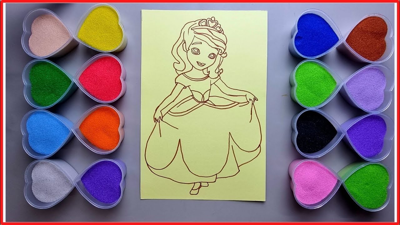 TÔ MÀU TRANH CÁT công chúa Sofia dễ thương | Learn Colors Sand Painting ...