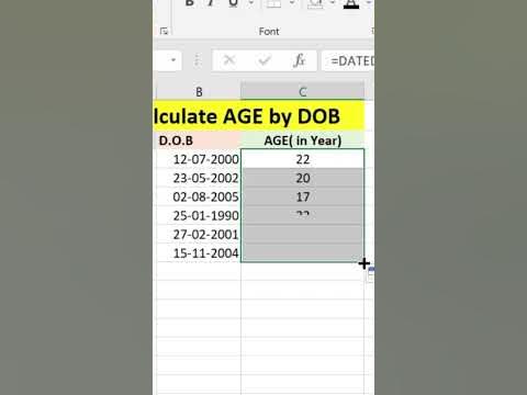 😍Age Calculation By DOB in excel | Datedif Function #shorts #excel ...