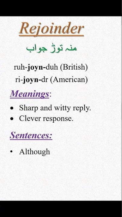 Rejoinder meaning: english difficult words: #shorts - YouTube