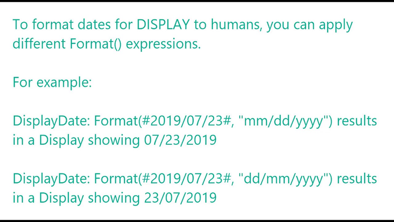 Formatting Dates for Display in MS Access - YouTube