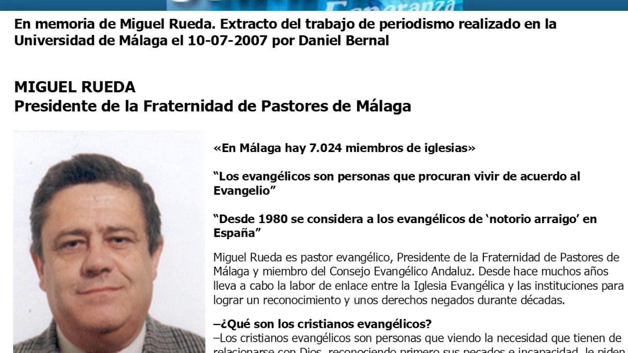 RECORDANDO AL PASTOR MIGUEL RUEDA - YouTube