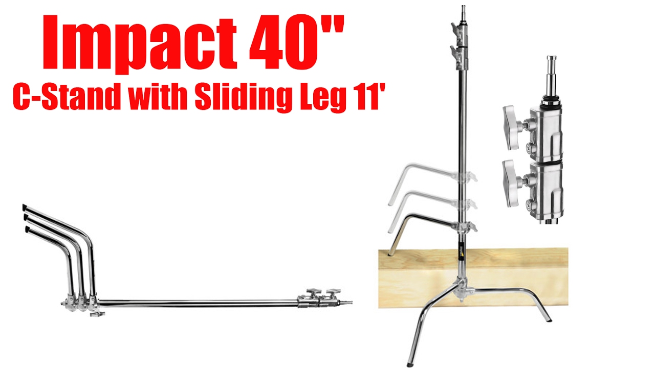Impact 40" C-Stand with Sliding Leg (Chrome-plated, 11') - YouTube