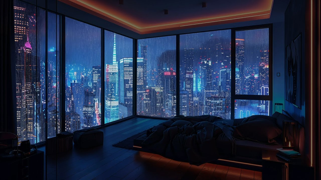 Soft Muffled Rain Sounds for Inner Peace &🌃 Deep Sleep |cozy Bedroom ...
