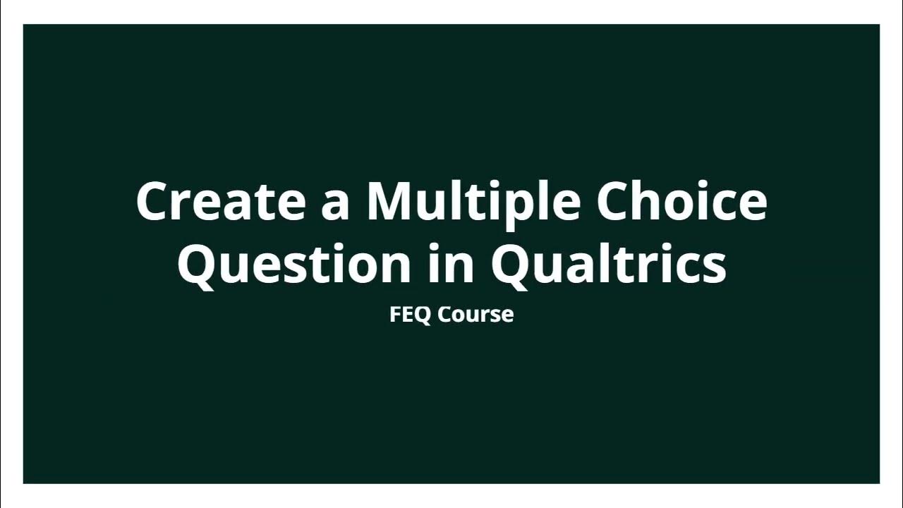 Create a multiple choice question in Qualtrics - YouTube