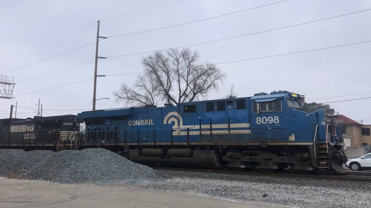 Two HeritageUnits on NS123 Conrail leading with S&A as DPU - YouTube