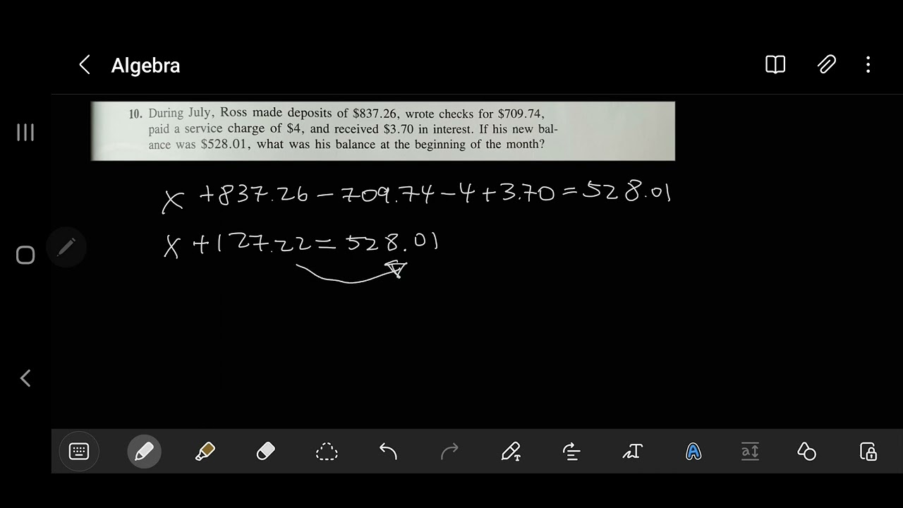 Algebra Structure and Method Book 1 pg.245 no.10 During July Ross made deposits (1/1) - YouTube