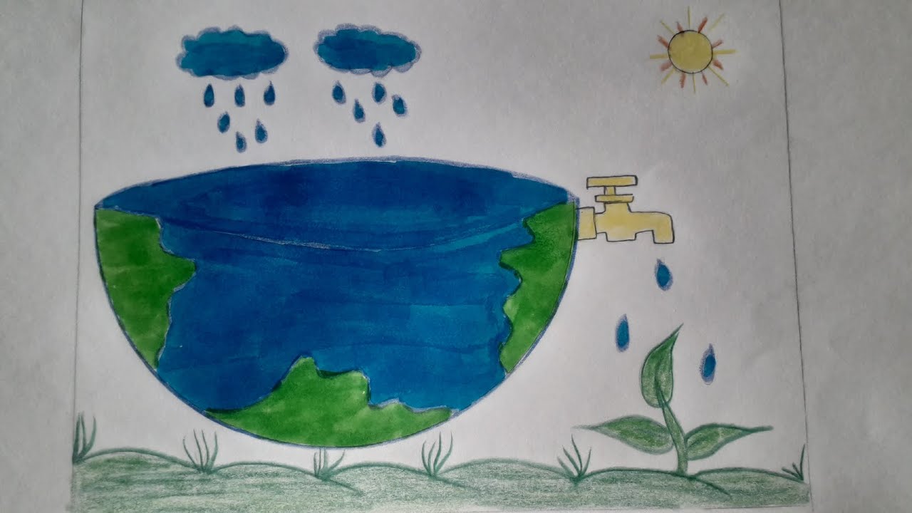 Easy world water day drawing | world water day poster drawing #drawing ...