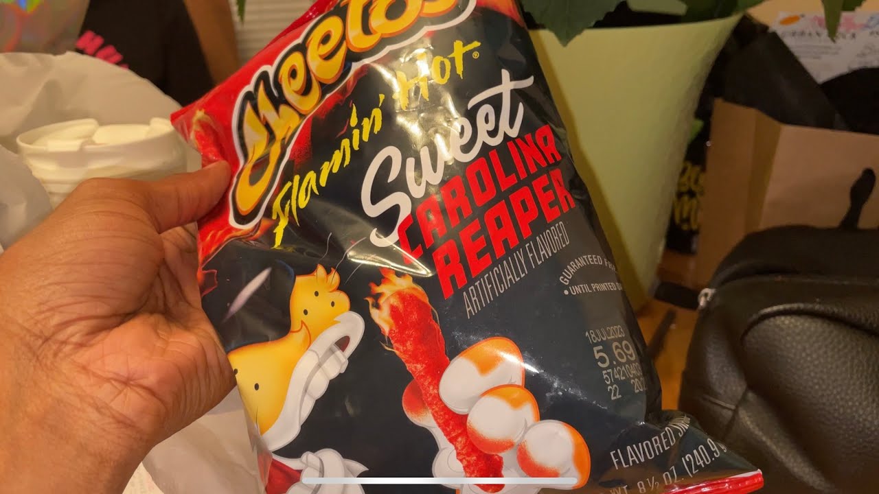 BRAND NEW SWEET CAROLINA REAPER HOT CHEETOS REVIEW - YouTube