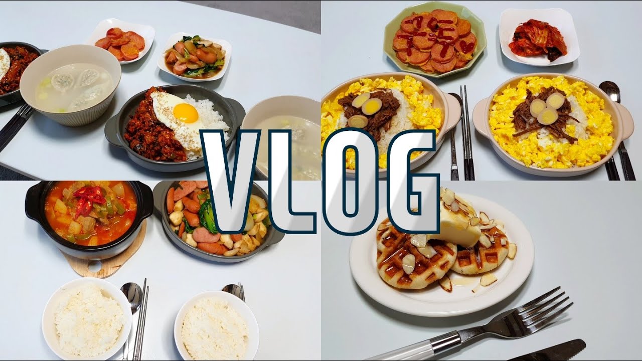 Eng Vlog고기밖에 없는 자취생 본격적인 집밥요리 브이로그일상먹방장조림버터비빔밥분홍소세지참치김치덮밥소세지볶음