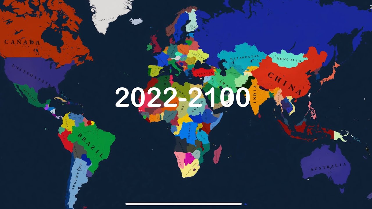 Age of History III Modern World timelapse 2022-2100 - YouTube