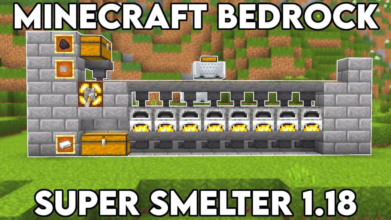Minecraft Super Smelter: Simplest, Fast, Automatic! Minecraft Bedrock 1 ...