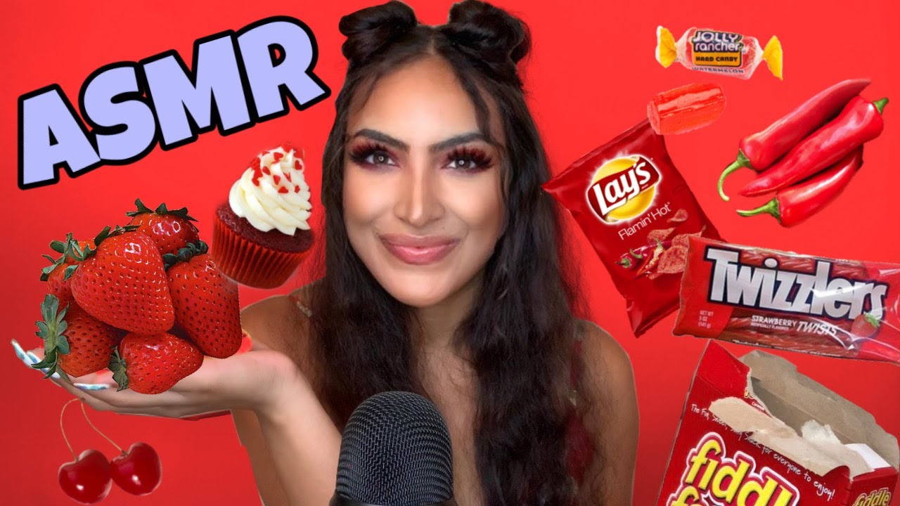 ASMR EATING ONLY RED FOOD - YouTube