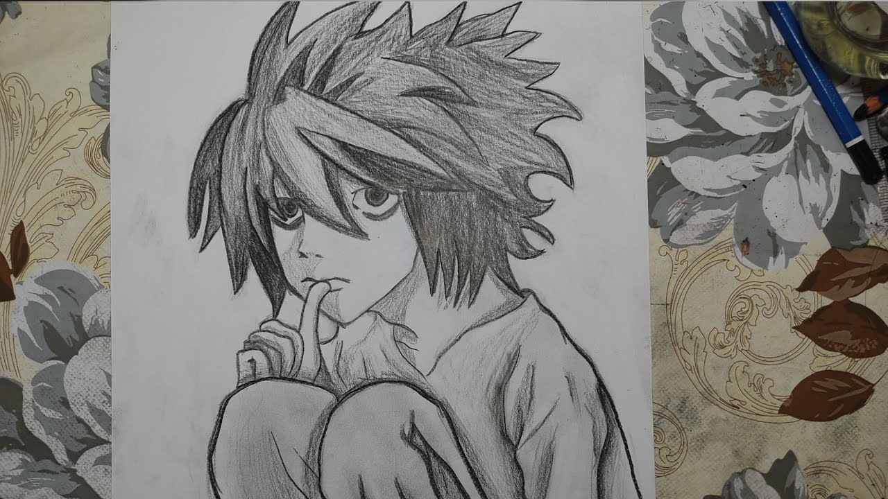 How to draw L from Death Note - YouTube