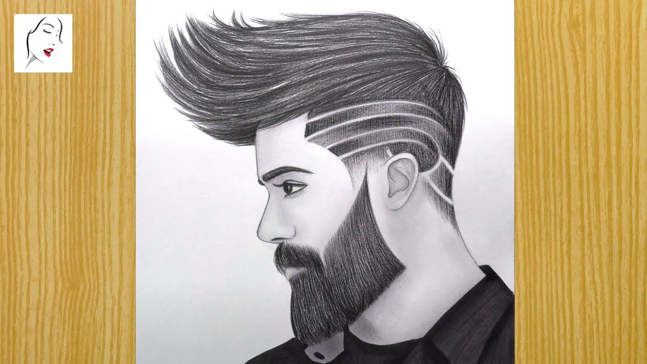 How to draw a Beautiful Boy With Beard Easy Way | A Boy Hair Drawing ...