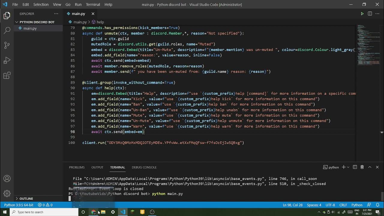 How to make a discord bot in discord.py | custom help command | part-5 - YouTube