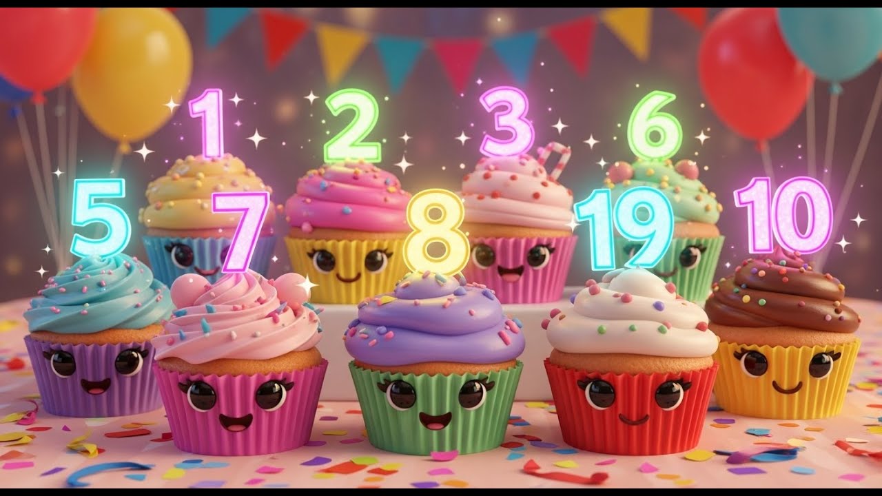 Counting Yummy Cupcakes at the Party | Kids Nursery Rhyme - YouTube