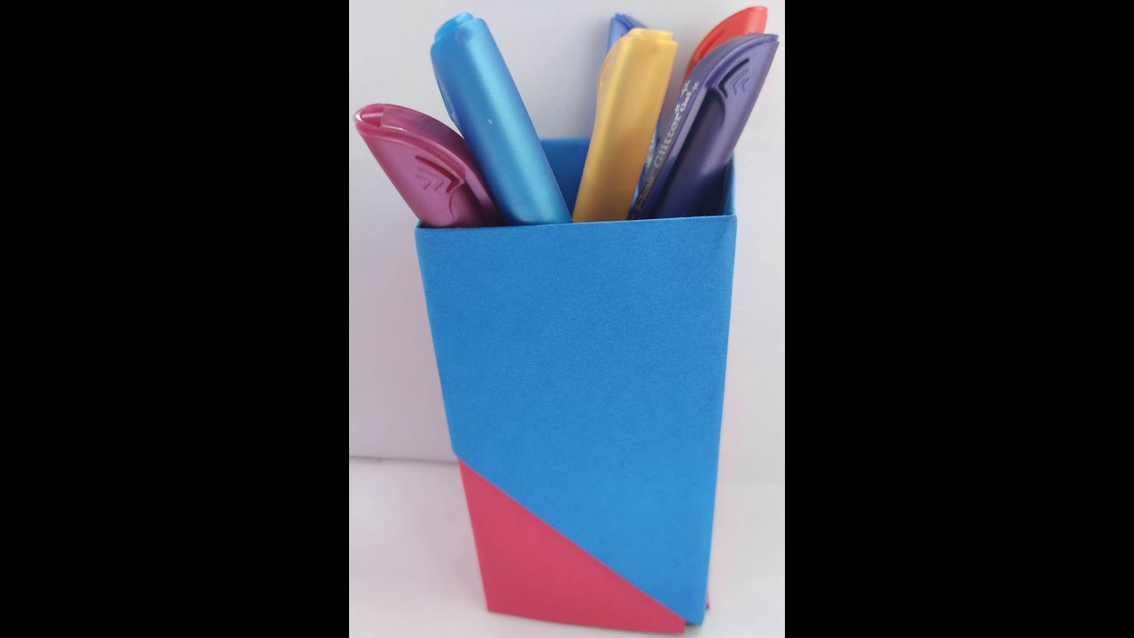 How to make pen stand/Paper stand/Paper diy/School supplies/School idea ...