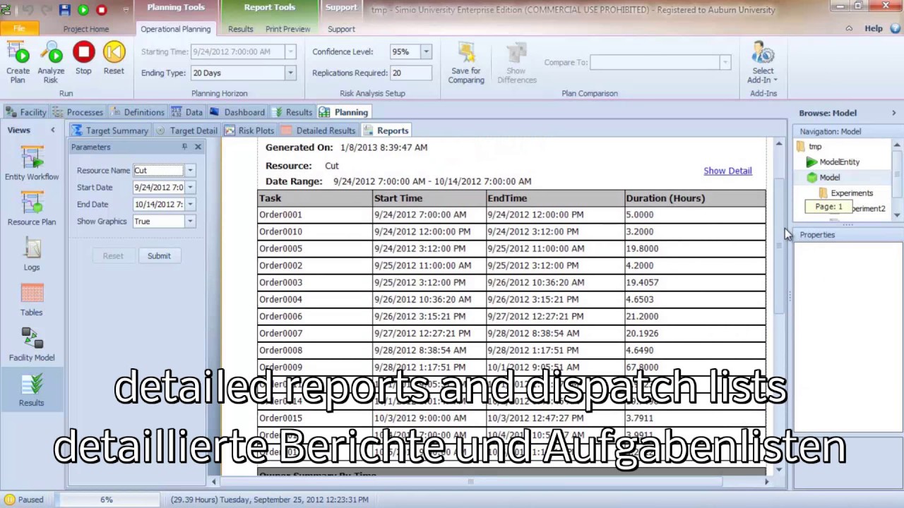 Auftragsfeinplanung / Scheduling mit Simio RPS - YouTube