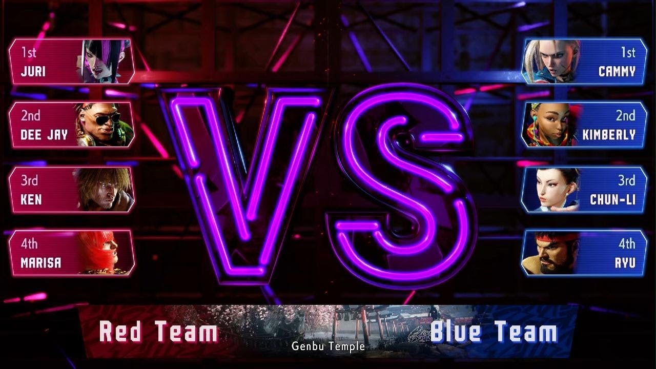 Street Fighter 6 | cpu Team Battle 4v4 | (survival health lvl 8) - YouTube