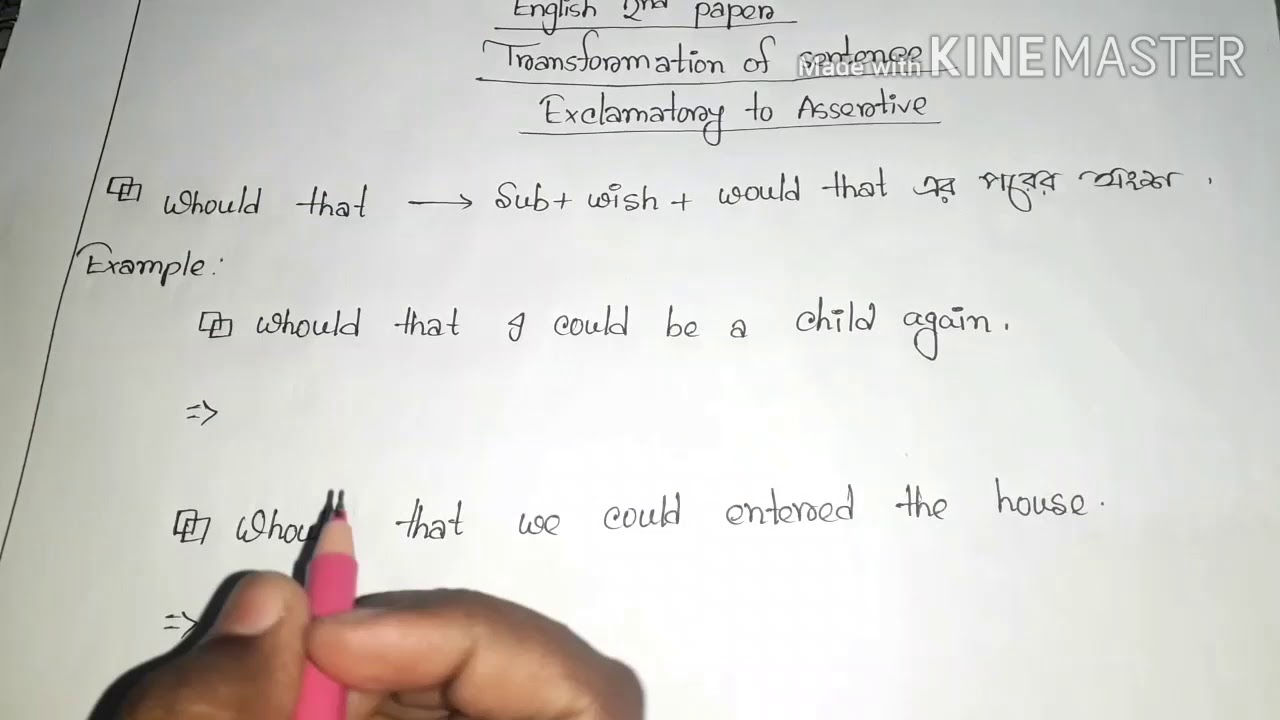Class (8-10) English (Transformation of sentence) part-20 - YouTube