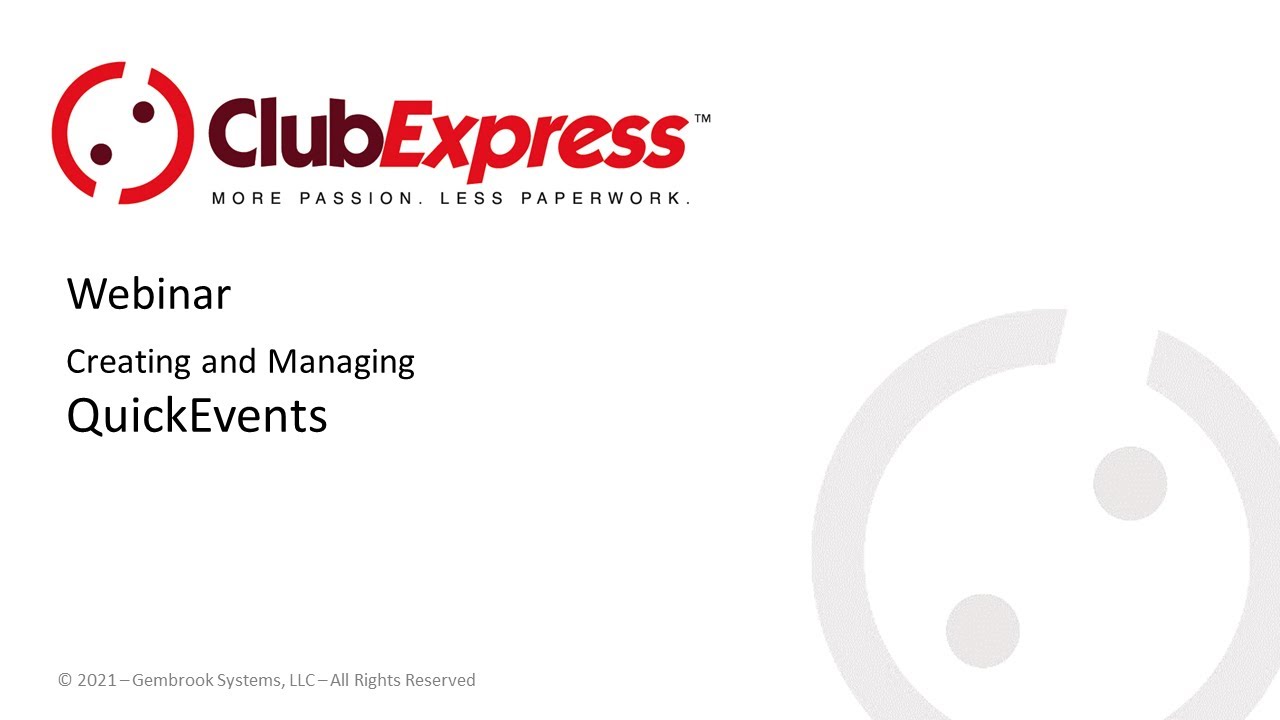 ClubExpress - Webinar - QuickEvents - YouTube