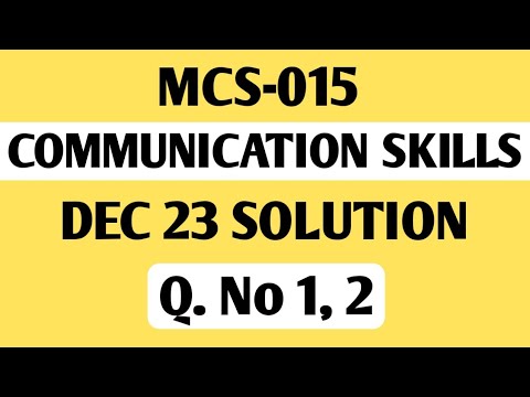 Q.No 1, 2 - Question from given passage | Mcs 015 solved question paper ...