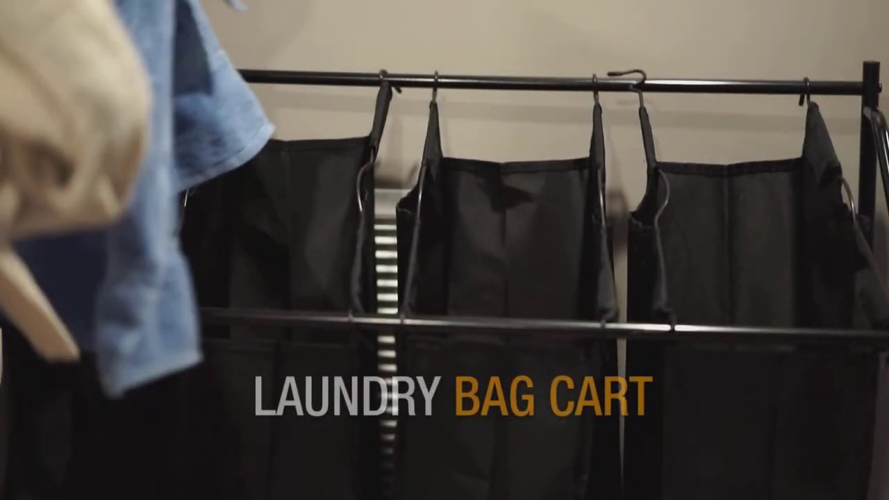 4 Bag Rolling Laundry Sorter Cart Heavy Duty Sorting Hamper Removable ...