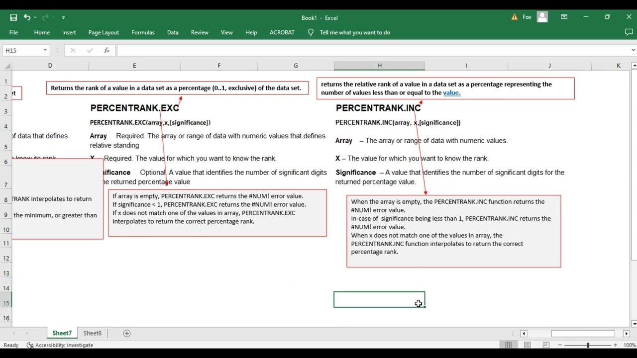 PERCENTRANK PERCENTRANK EXC PERCENTRANK INC STATISTICAL IN EXCEL 17 PERCENTRANK PERCENTRANK EXC PERCENTRANK INC STATISTICAL IN EXCEL 17