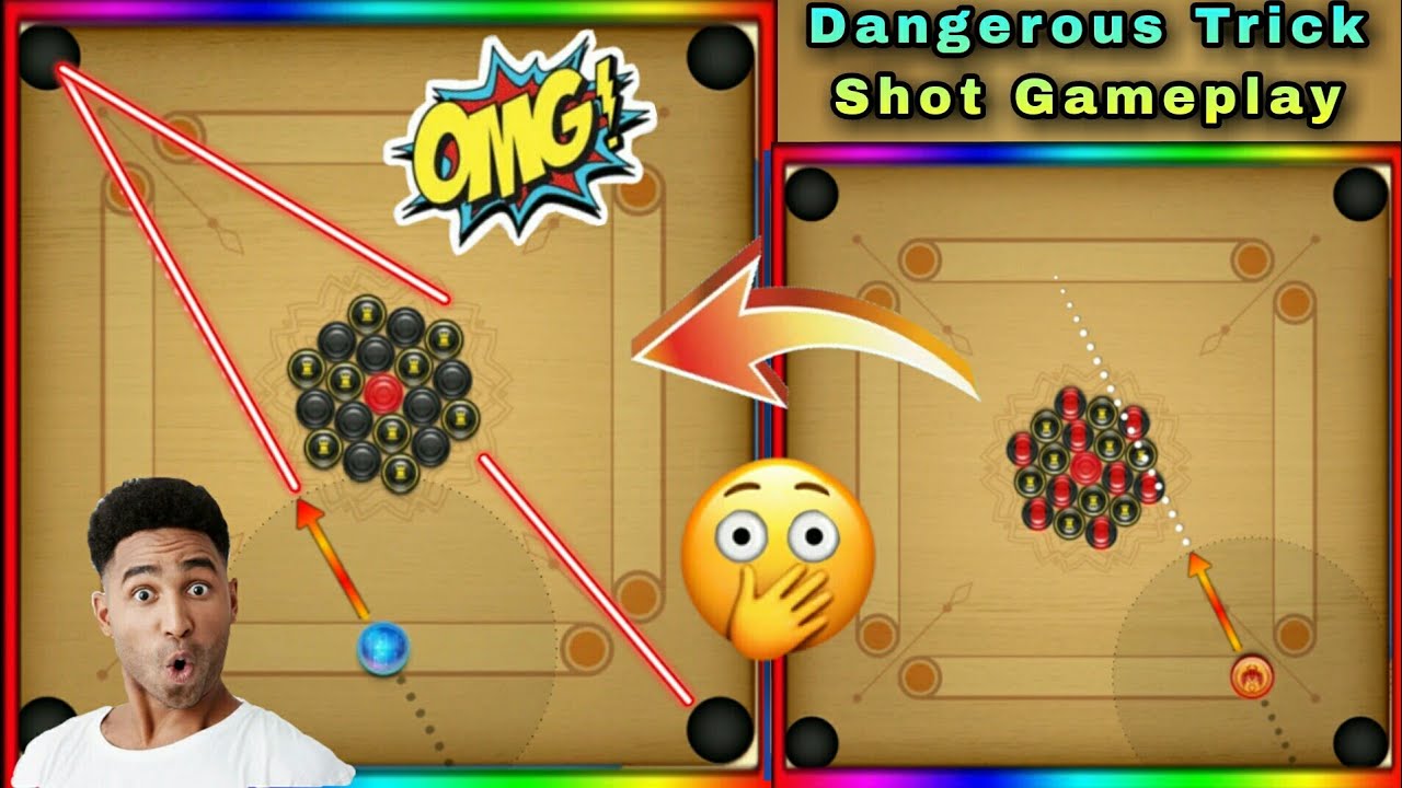 Carrom pool😇Hard Trick shot & 😉Indiract shot gameplay 🔥dangerous Shot ...