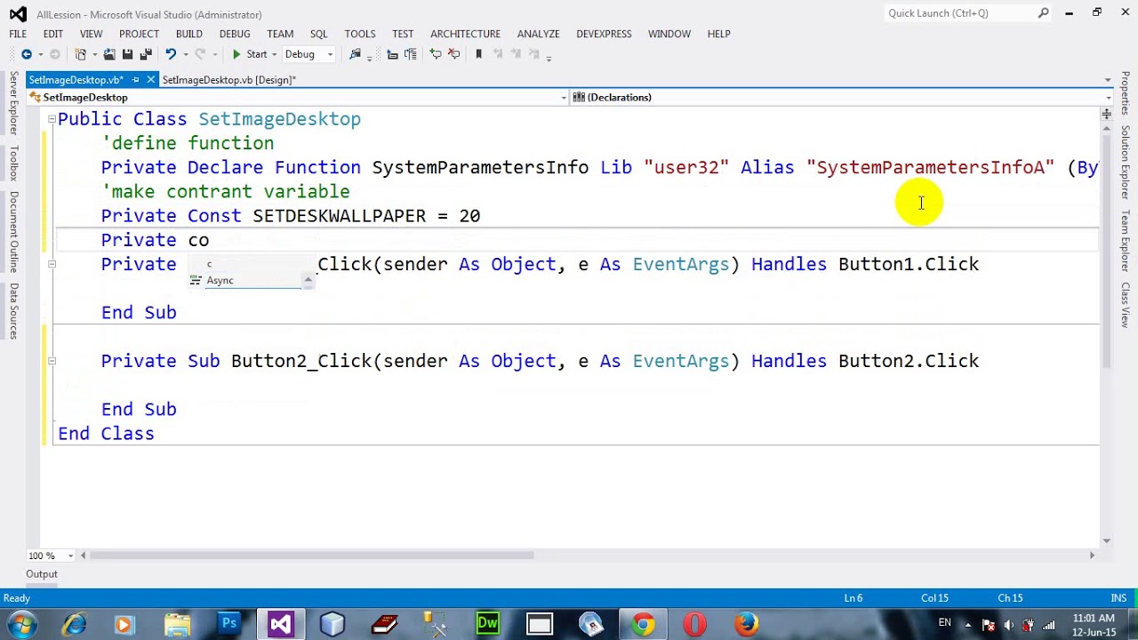 How to Set Image Background Desktop in VB NET 2012 - YouTube